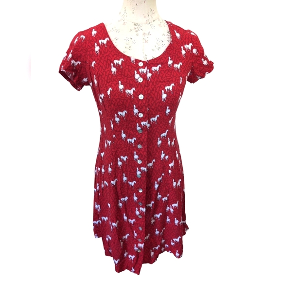 Circle T | Dresses | Roughrider By Circle T Red And White Horse Print ...